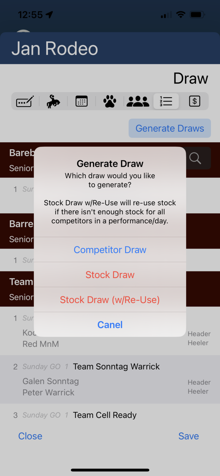 Admin: Creating a Competition: Draw - RodeoReady