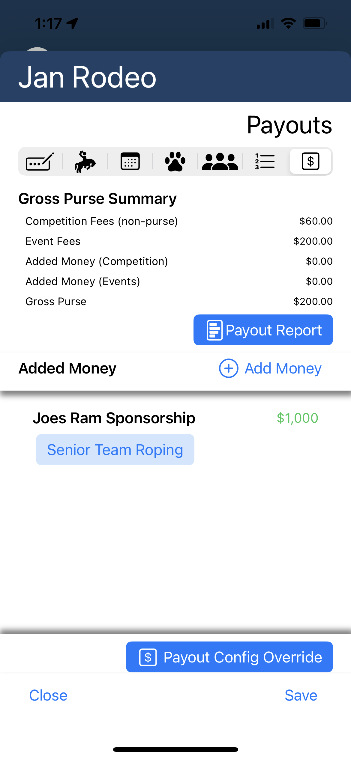 Admin: Creating a Competition: Payouts - RodeoReady