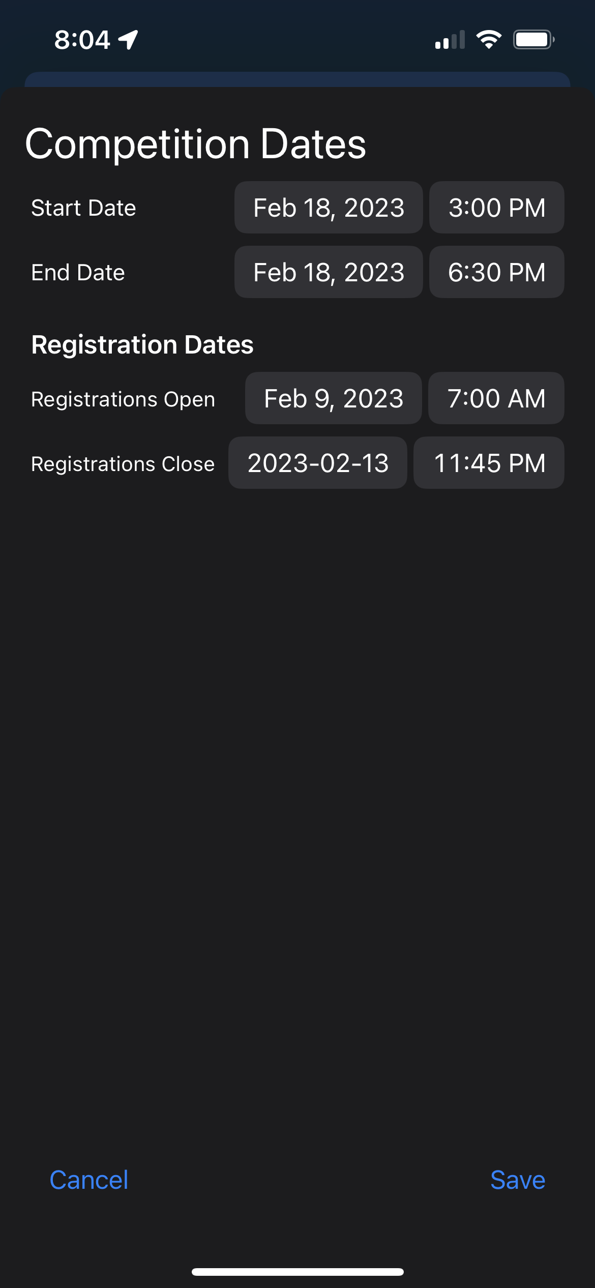Admin: Creating a Competition: Details - RodeoReady